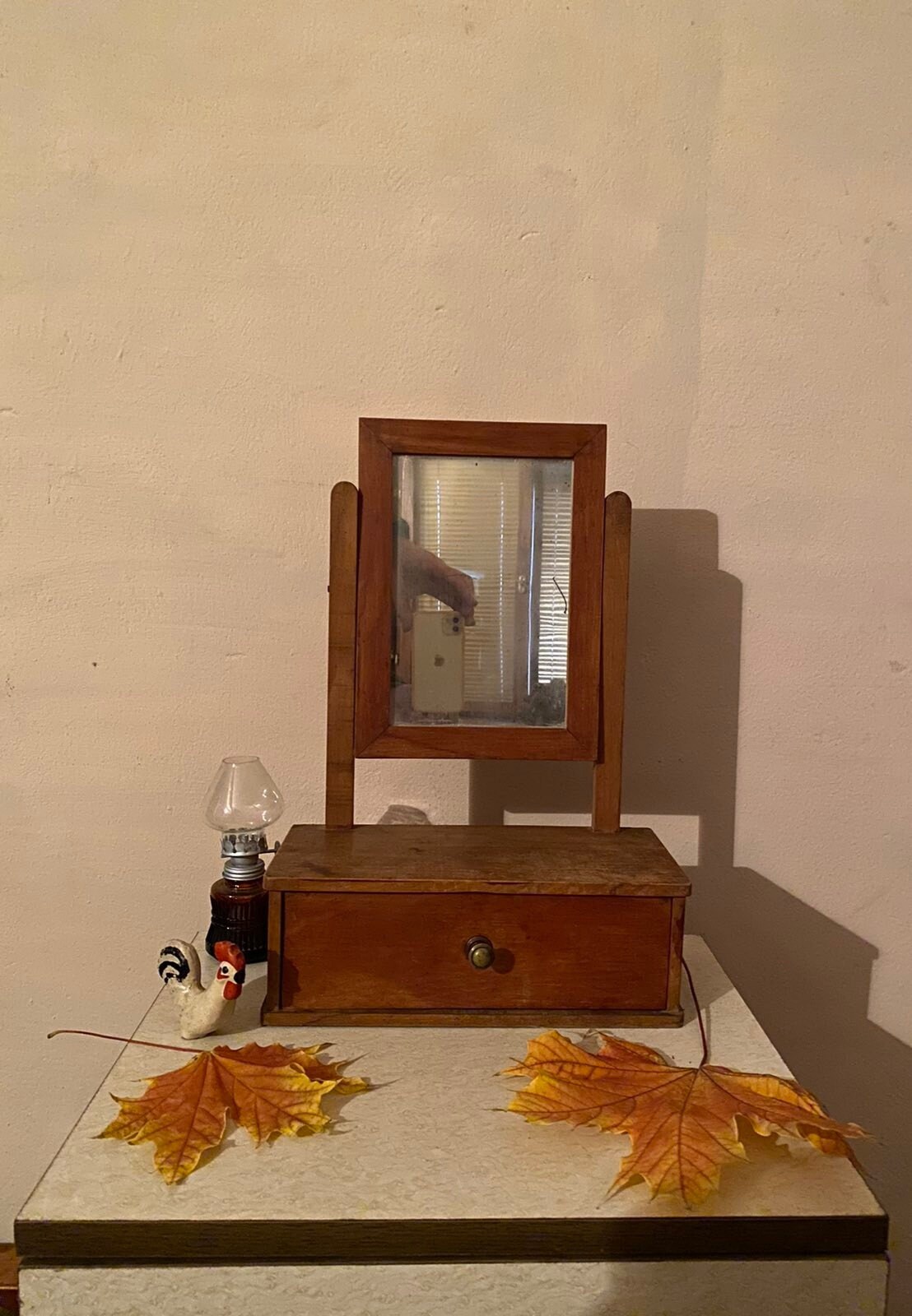 Vintage Small Wooden Dressing Table in Rustic Style; Dresser With ...