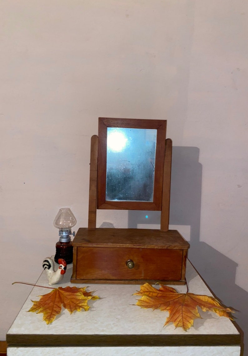 Vintage Small Wooden Dressing Table in Rustic Style; Dresser With ...