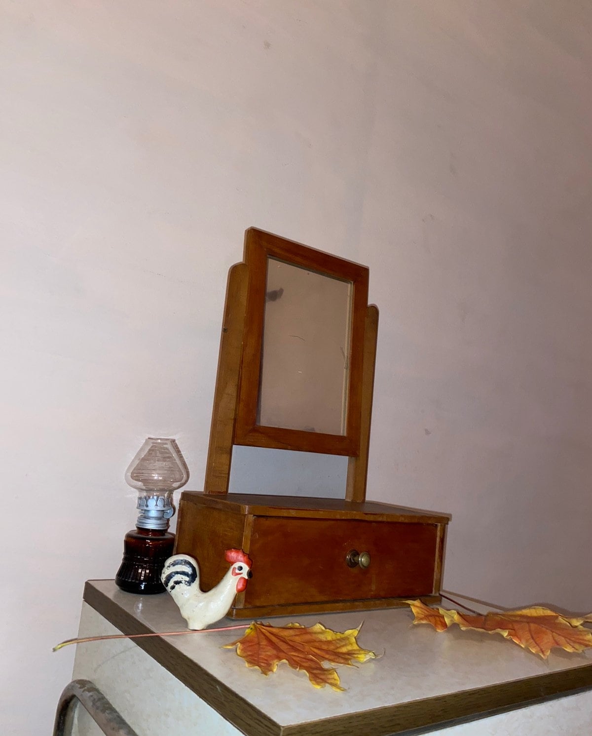 Vintage Small Wooden Dressing Table in Rustic Style; Dresser With ...