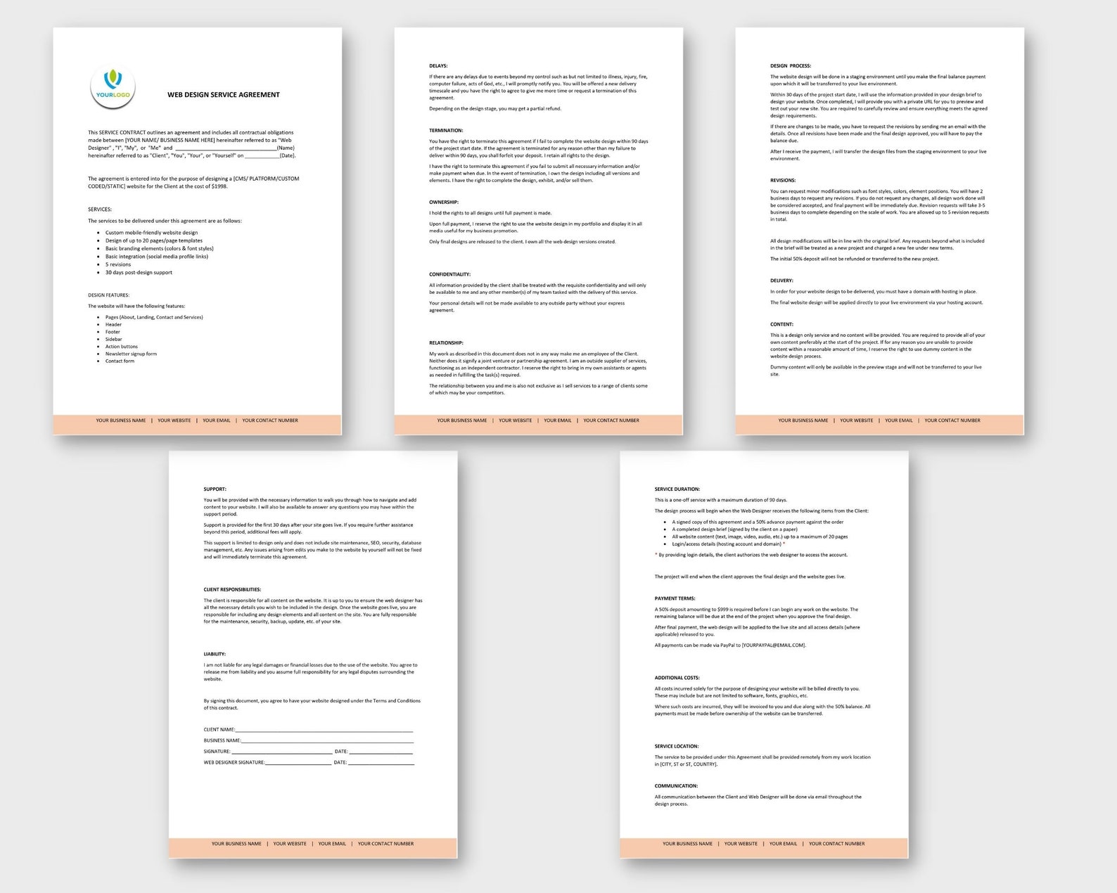 Freelance Web Designer Contract Template Professional Editable - Etsy