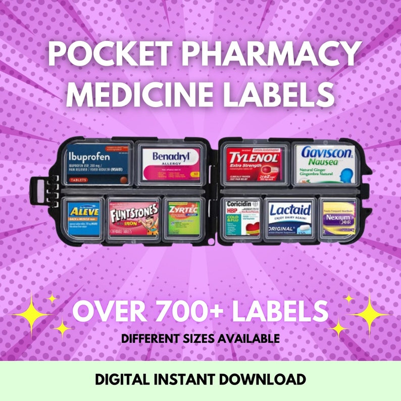 DIY Pocket Pharmacy Labels, 700+ Pill Labels, Travel Pill Organizer ...