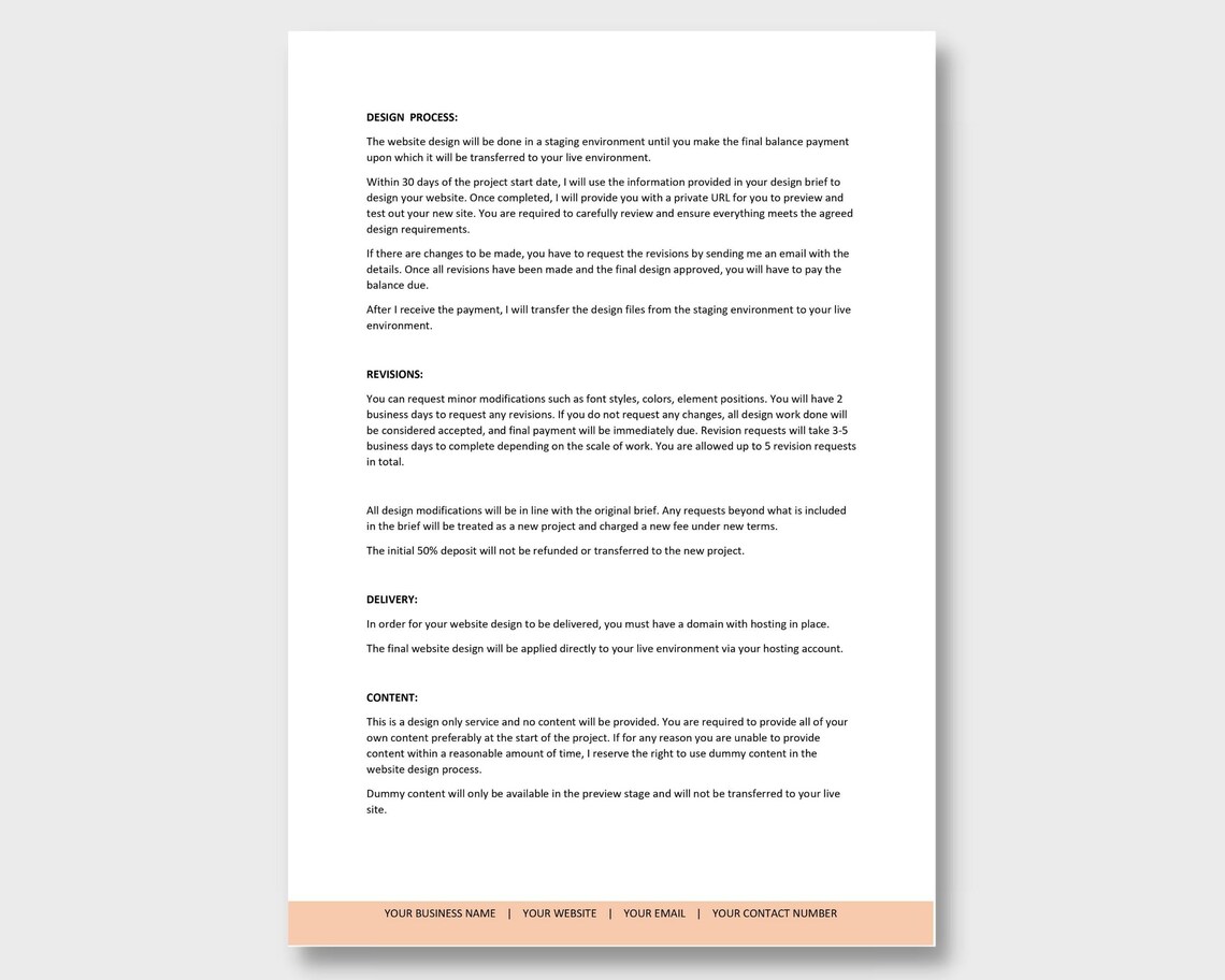 Freelance Web Designer Contract Template Professional Editable - Etsy