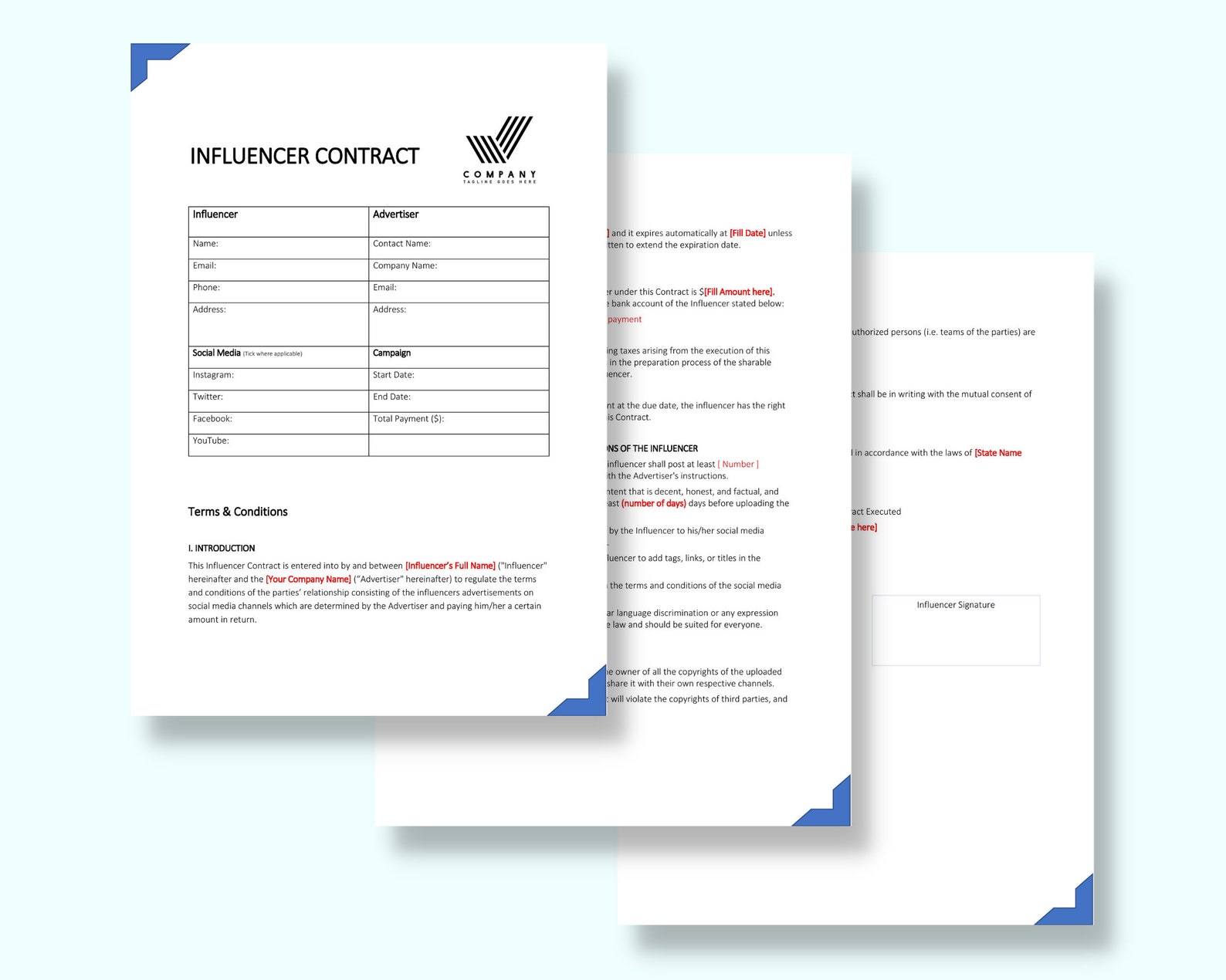 Social Media Influencer Contract Agreement Template - Etsy