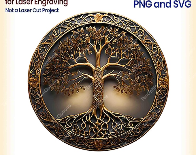 Laser Engraving PNG | Tree and Mountains Wall Art | Laser Wall Art ...