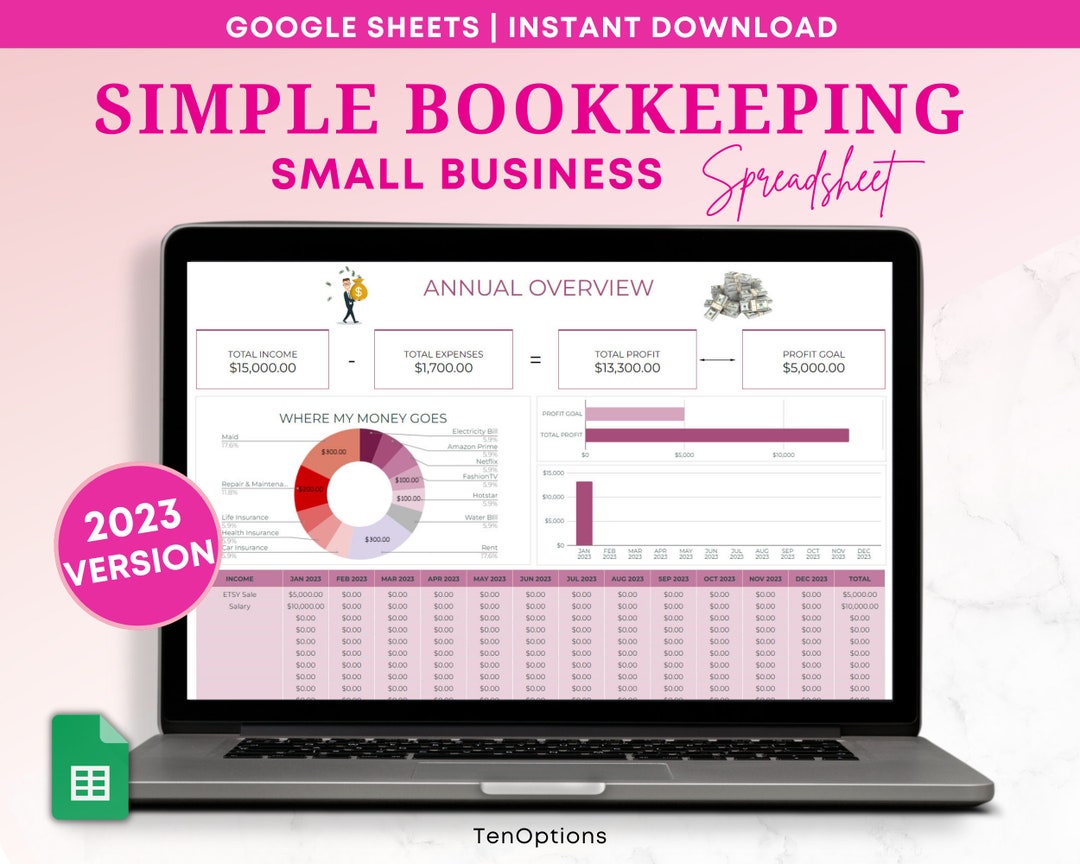 Easy Bookkeeping Template, Small Business Bookkeeping Spreadsheet ...