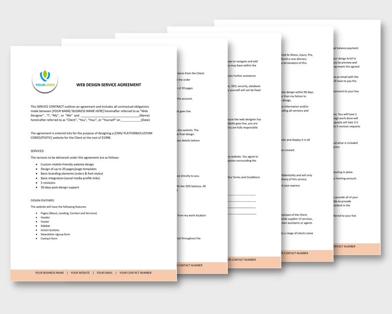 Freelance Web Designer Contract Template Professional Editable - Etsy