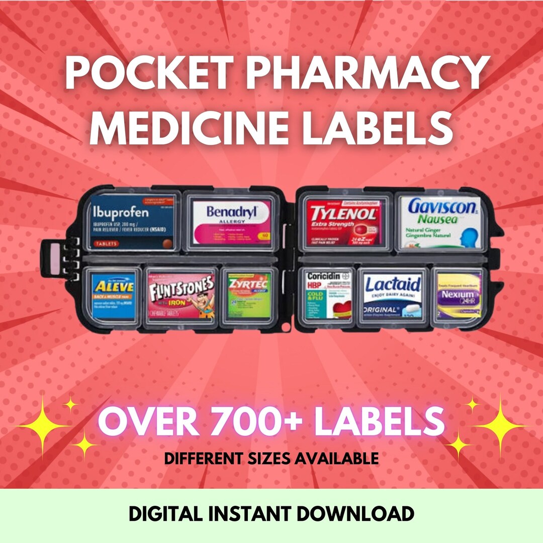 Pocket Pharmacy Medicine Labels, Travel Pill Organizer, 699+ Pill ...