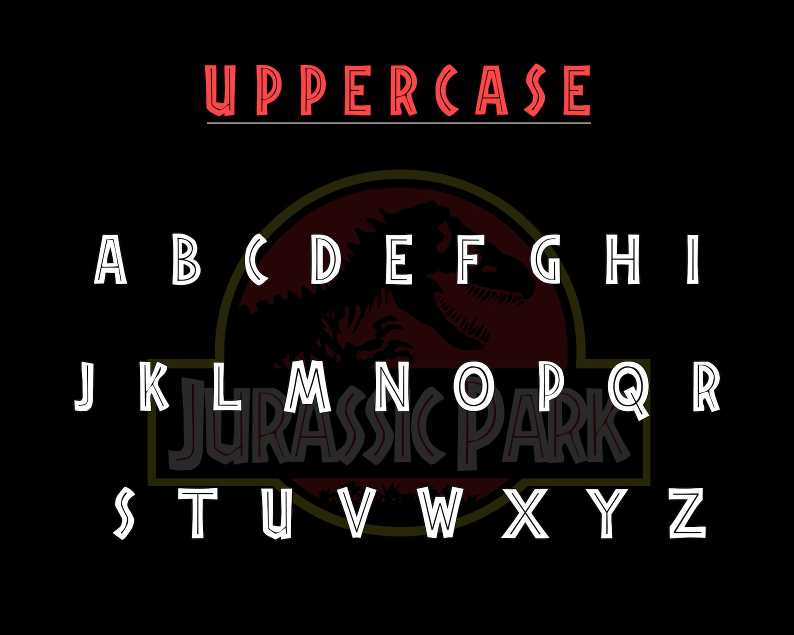 Jurassic Park TTF Font Symbols Numbers Letters With Font SVG - Etsy