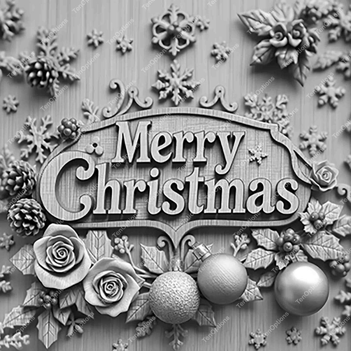 Merry Christmas | Laser Burn PNG | SVG | 3D Illusion | Engrave | Laser ...