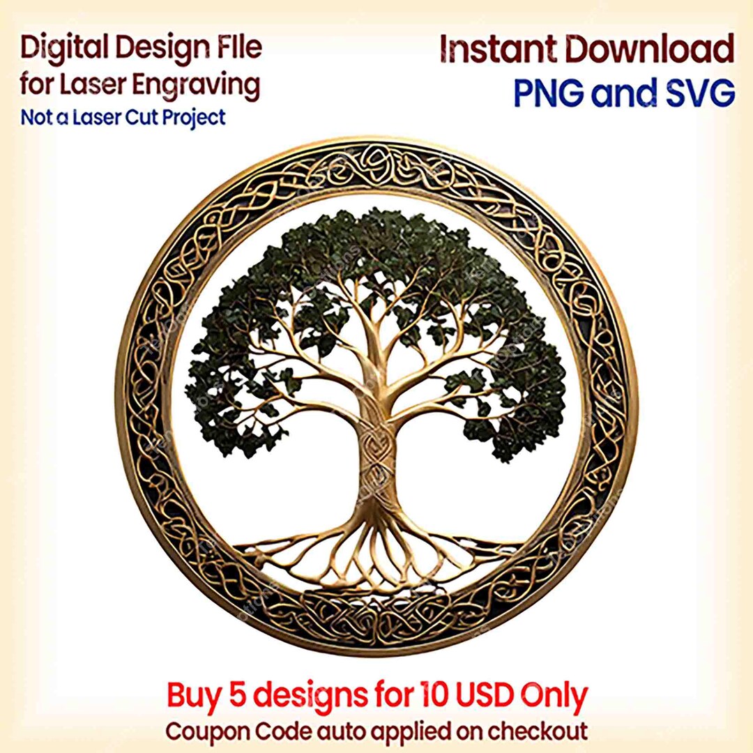 Laser Burn PNG, Tree Laser Engrave Svg, Lightburn File, 3D Illusion ...