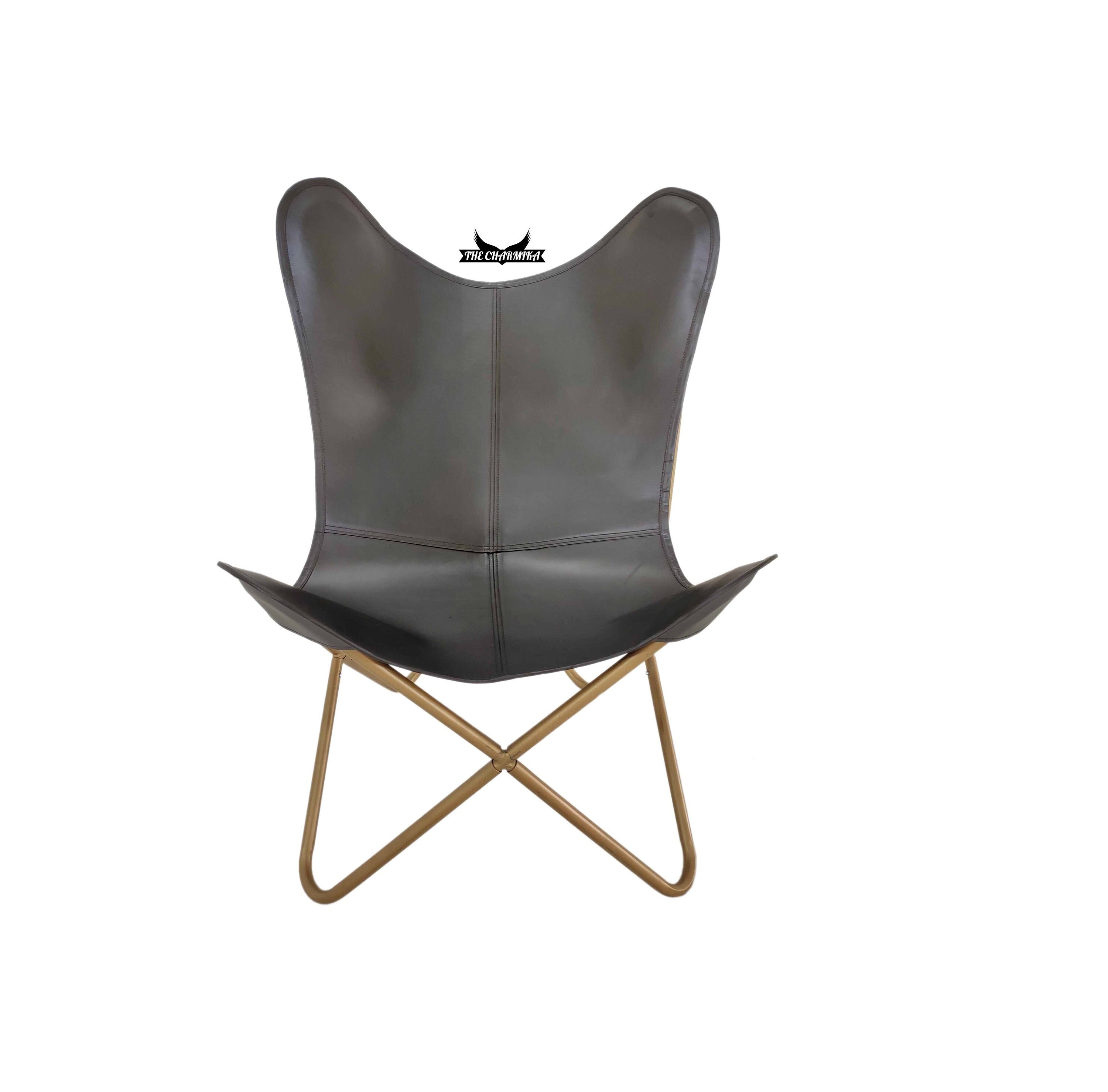 Make Your Home With Genuine Black Buff Leather Butterfly Chair Powder ...
