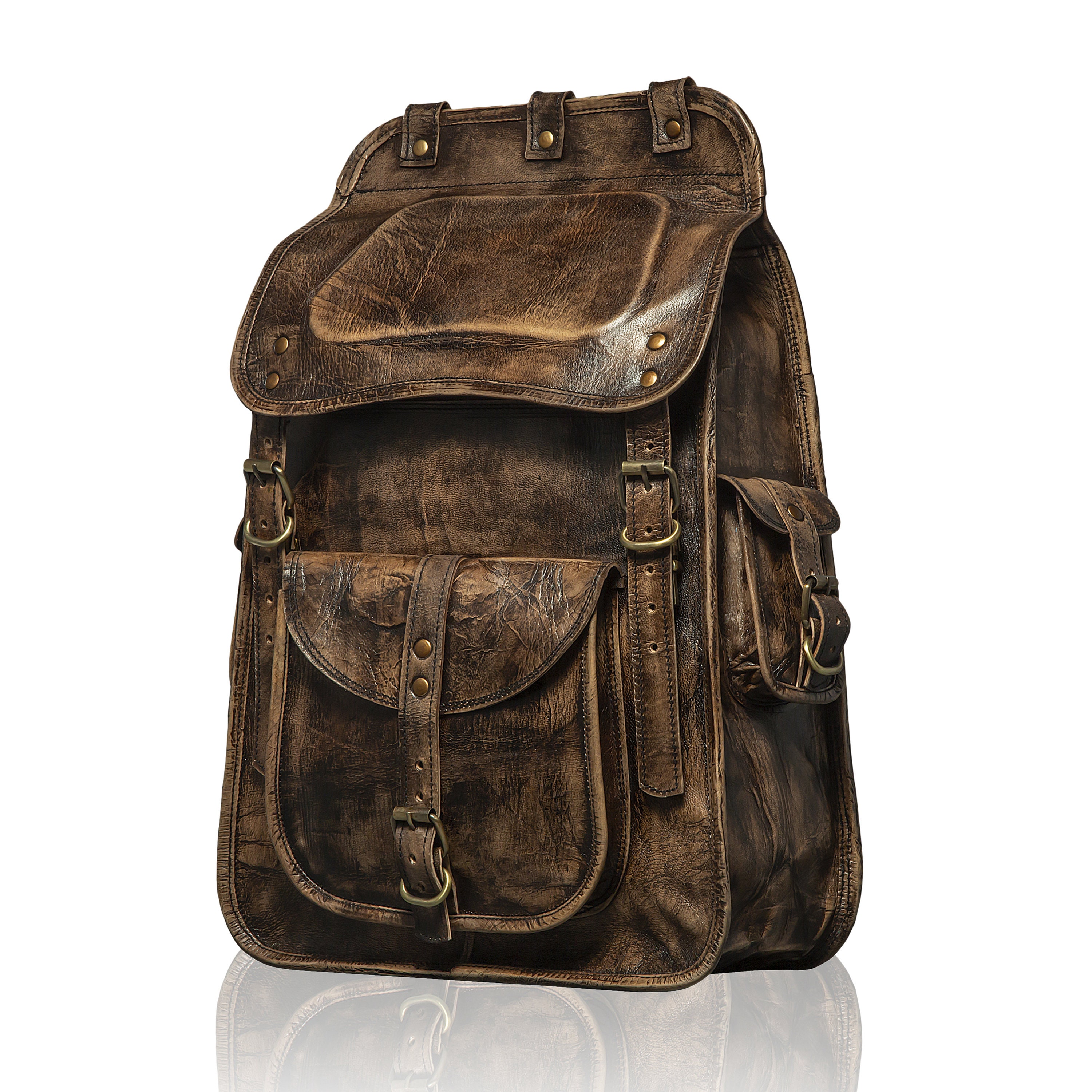 Full Grain Genuine Goat Leather Backpack Laptop Bag and Travel Bag Full ...