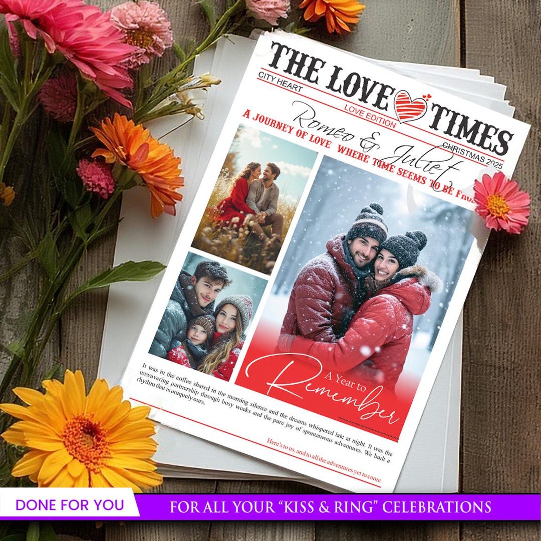 Year in Review, Photo Collage, Printable Newspaper Card Template ...