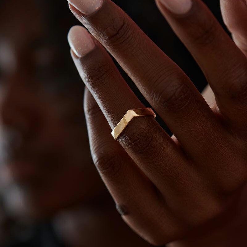 Gold Chevron Wedding Band - Etsy