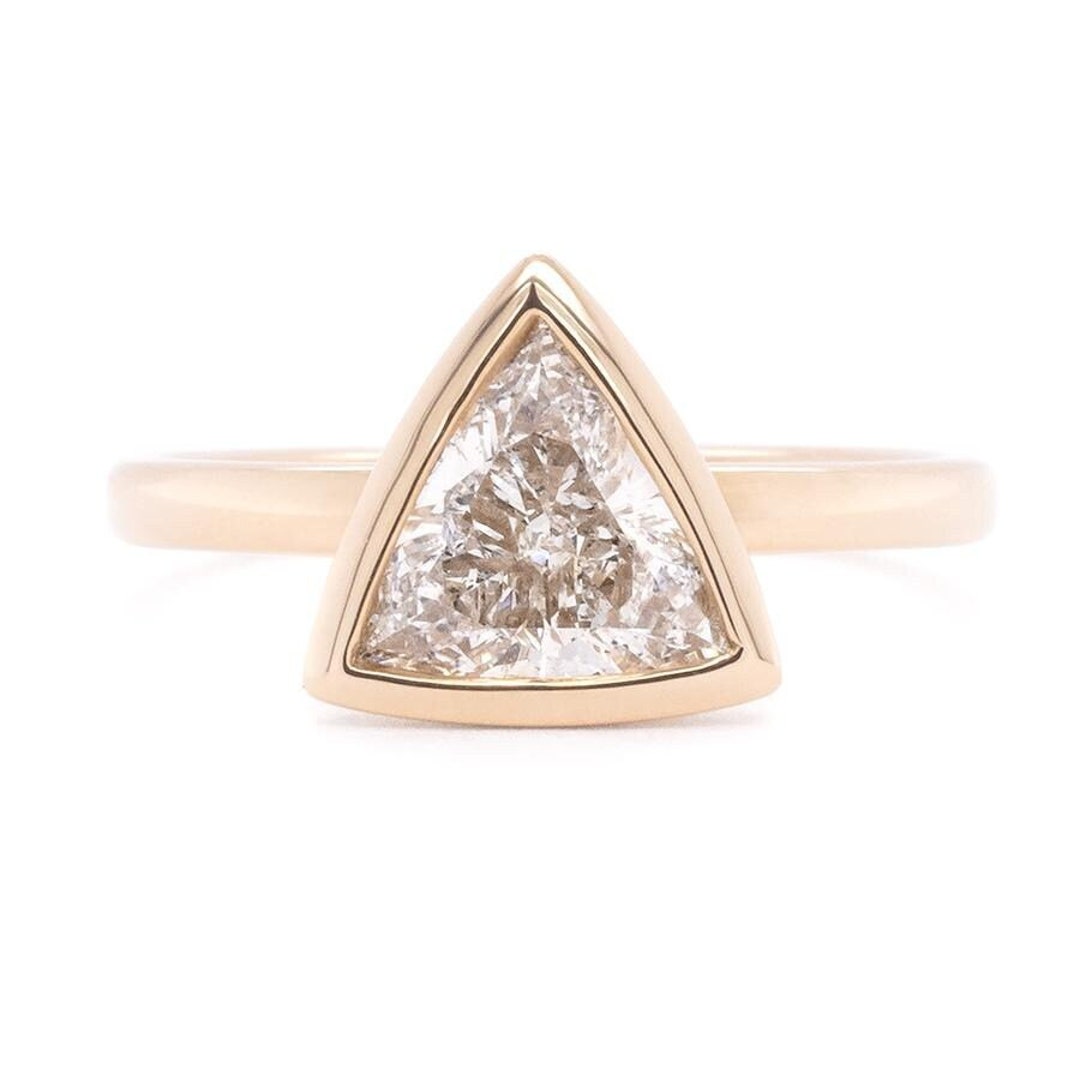 Trillion Cut Moissanite Ring | Elegant Bezel Solitaire Ring | Triangle ...