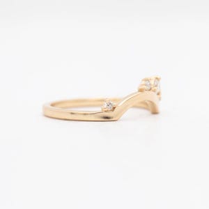 Diamond Curved Wedding Band | 14k Solid Gold Asymmetrical Ring ...