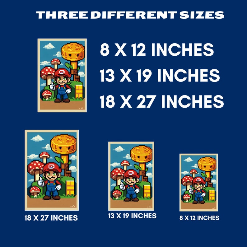 Retro Pixel Art Posters Pack 10 Printable Digital Posters in PDF ...