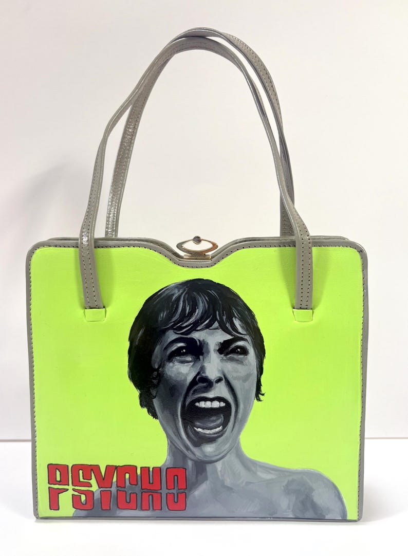 Psycho - Alfred Hitchcock, Hand Painted Vintage Leather Bag, Unique ...