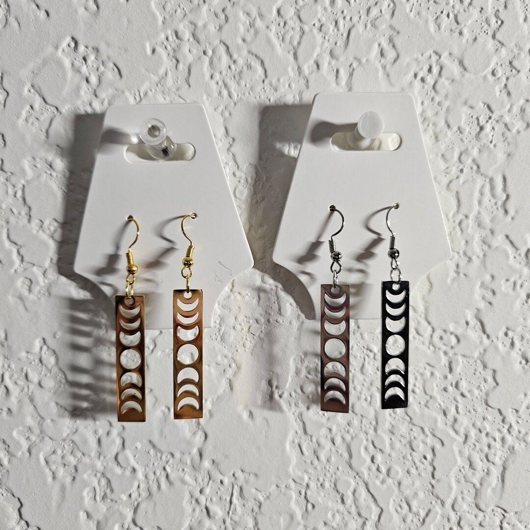 Moon Phases Dangle Earrings Minimalistic Pagan Jewelry, Amulets, Charms ...