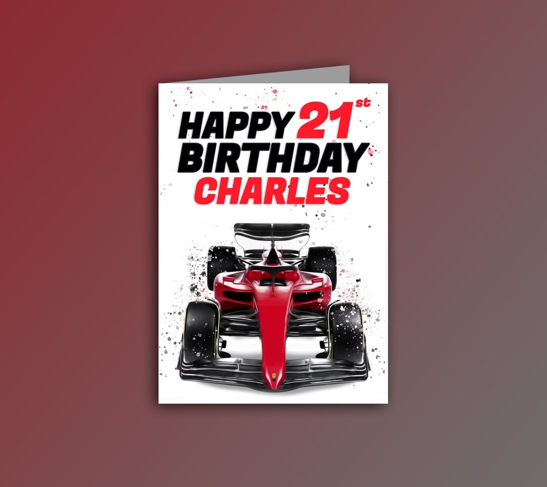 Ferrari Formula One F1 Birthday Card Personalise With Age and Name ...