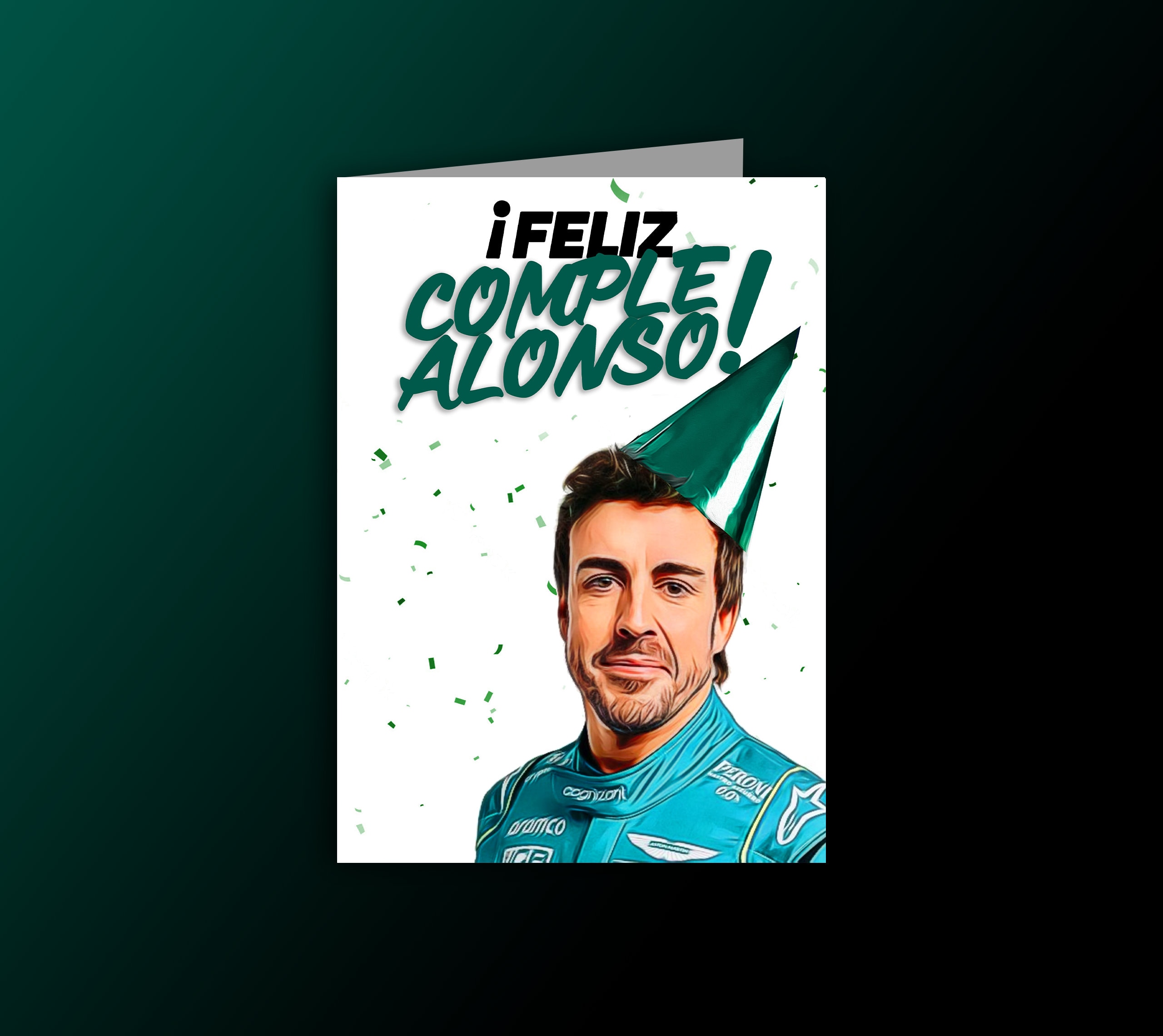 Fernando Alonso Aston Martin F1 Birthday Card 'feliz Comple-alonso ...