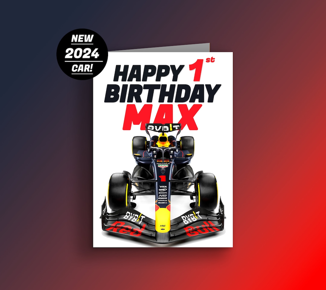 Max Verstappen Formula One F1 Birthday Card Personalise With Age and ...