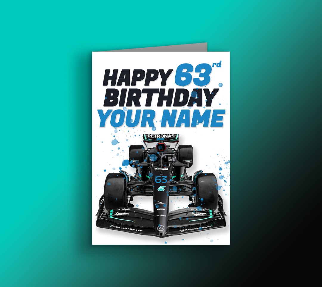 George Russel Formula One F1 Birthday Card Personalise With Age and ...