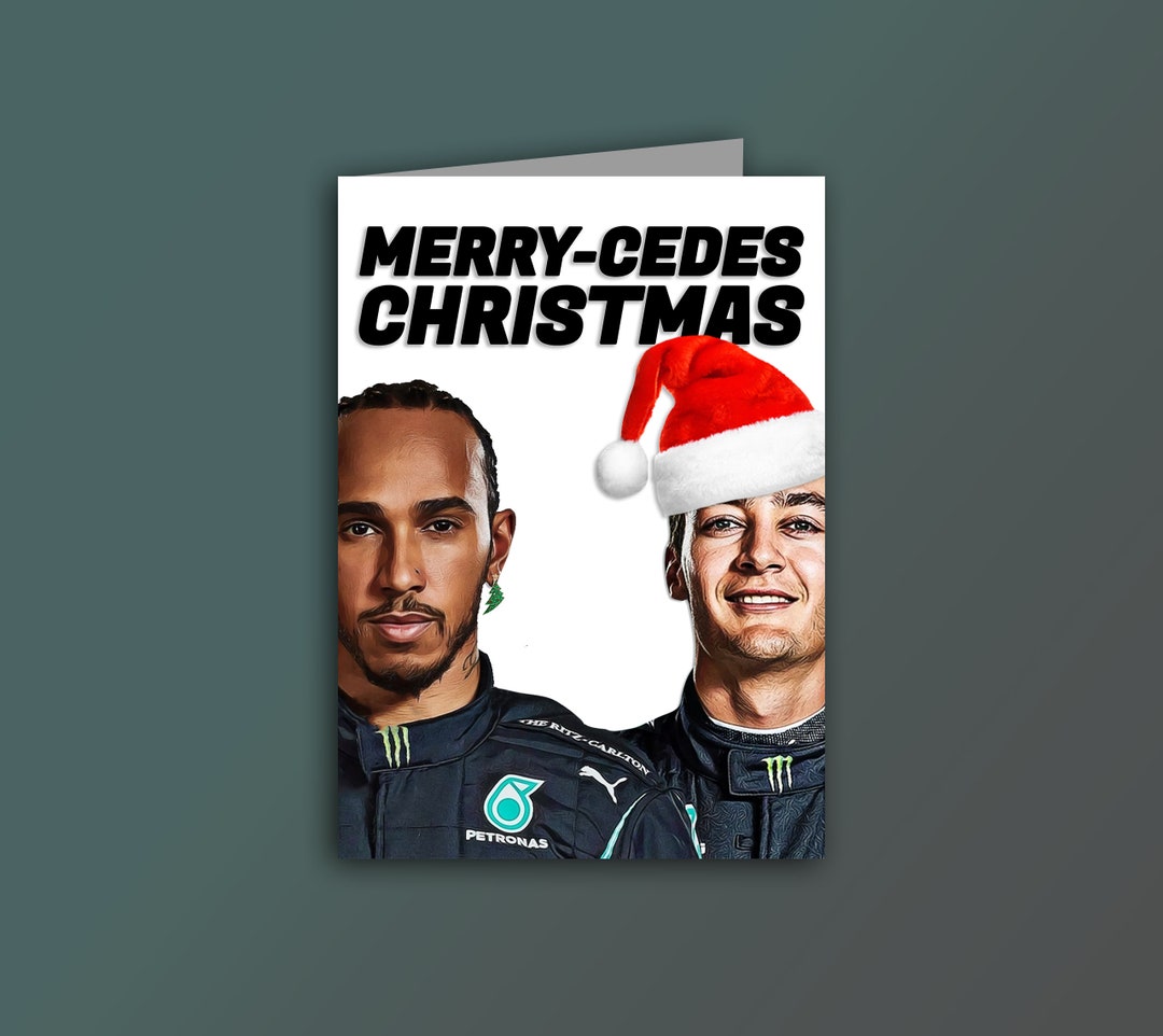 George Russell & Lewis Hamilton Mercedes F1 Christmas Card - 'merry ...