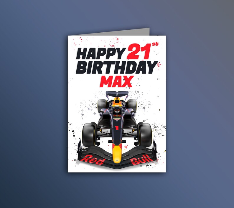 Max Verstappen Formula One F1 Birthday Card Personalise With Age and ...