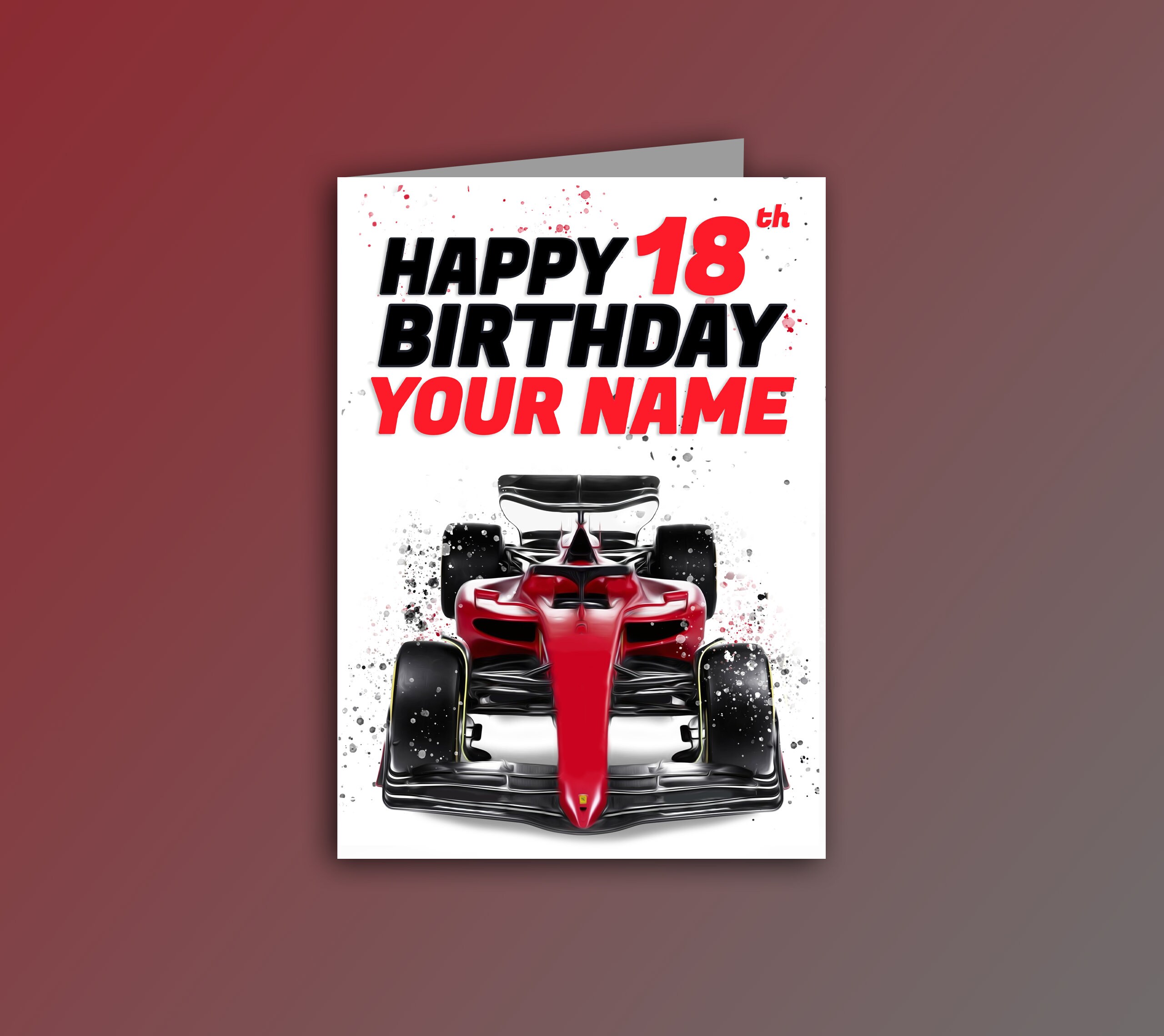 Ferrari Formula One F1 Birthday Card Personalise With Age and Name ...
