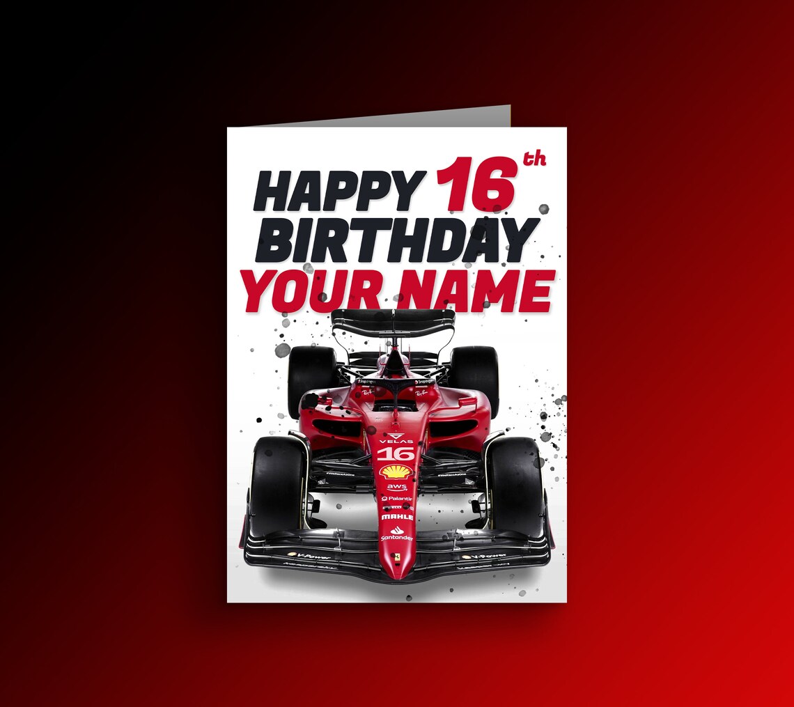 Charles Leclerc Formula One F1 Birthday Card | Personalise With Age and ...