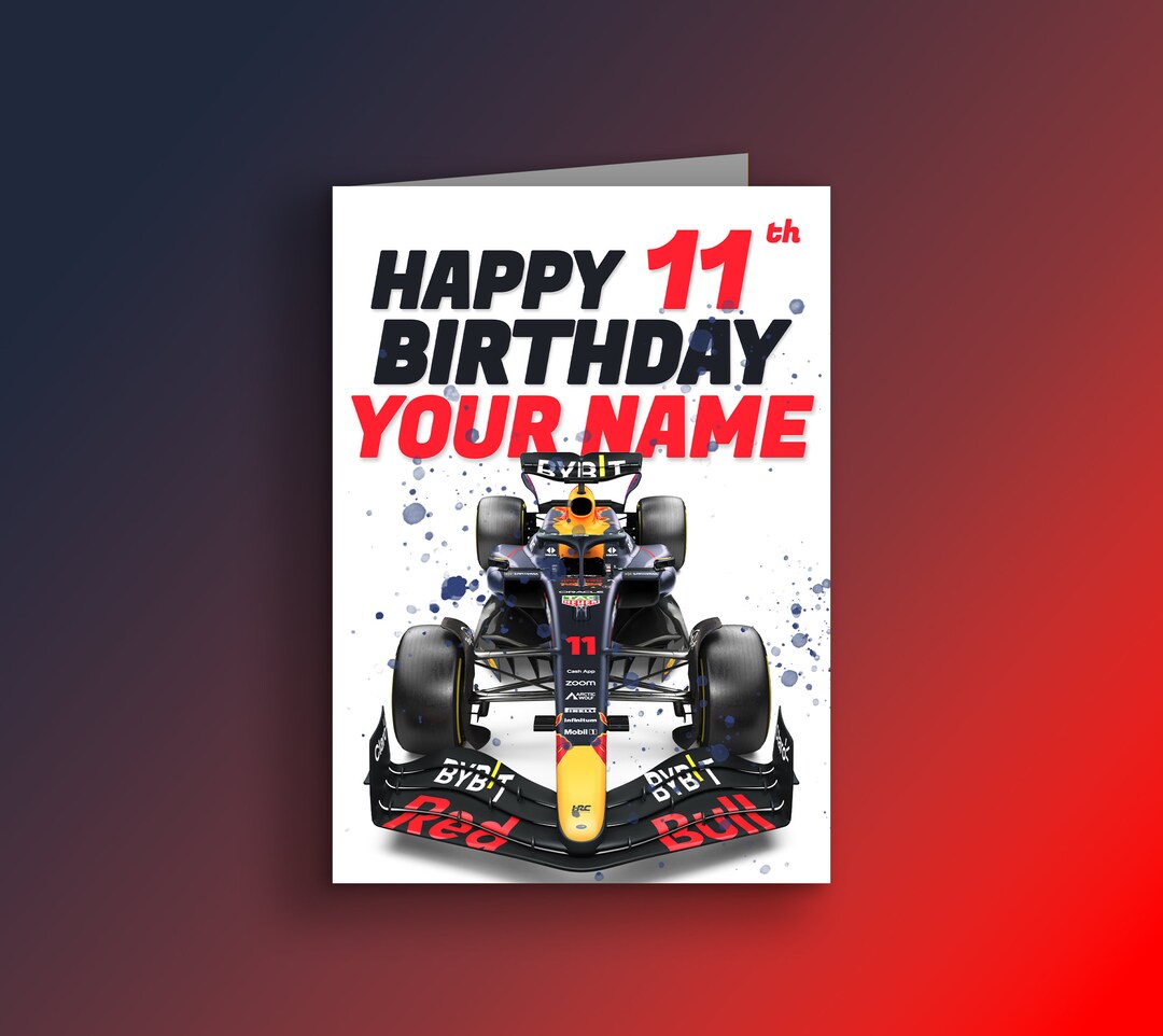 Sergio Perez Formula One F1 Birthday Card Personalise With Age and Name ...