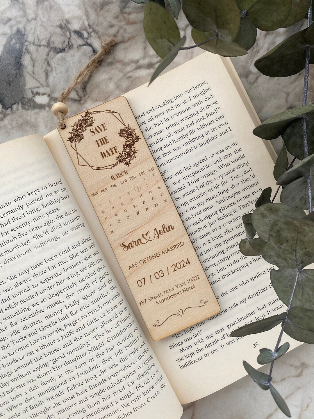 Wedding Invitation, Custom Wedding Favor ,wooden Save the Date Bookmark ...