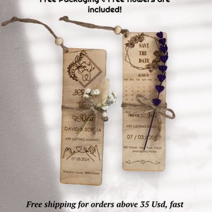 Wedding Invitation, Custom Wedding Favor ,wooden Save the Date Bookmark ...