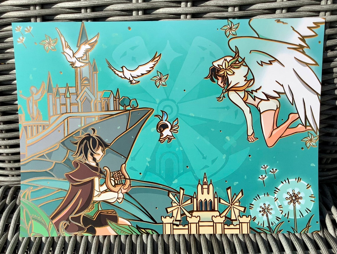 Gold Foil Genshin Archons Fanart - Etsy