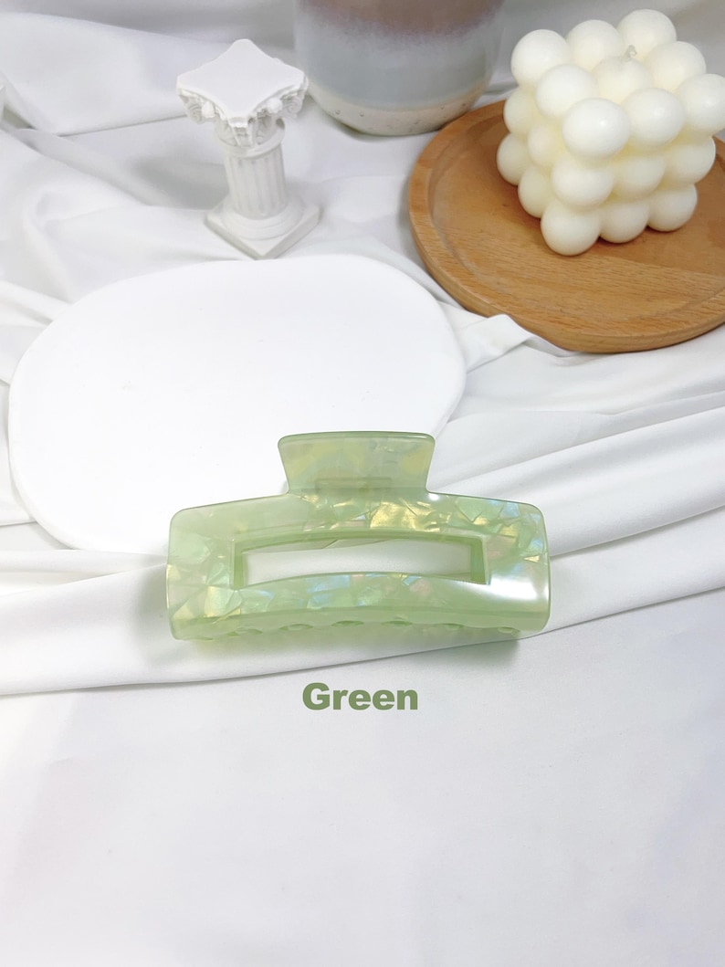 Large 10cm Rectangular Hollow Hair Claw, Fancy Pearl Colour Sturdy Hair ...