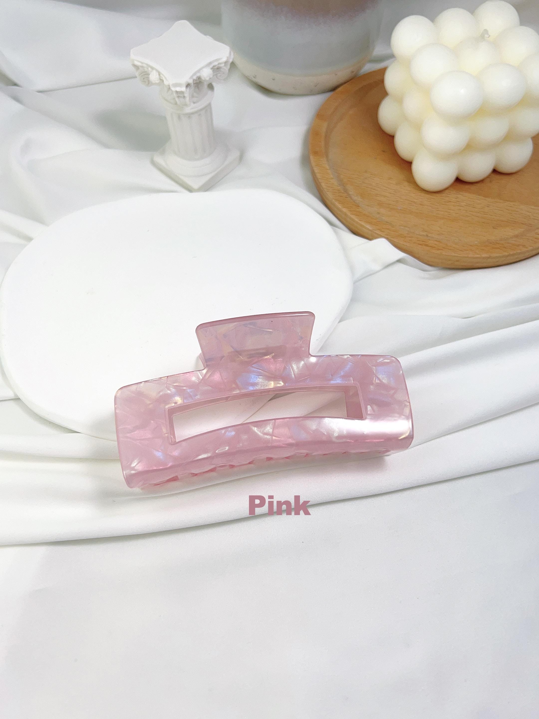 Large 10cm Rectangular Hollow Hair Claw, Fancy Pearl Colour Sturdy Hair ...