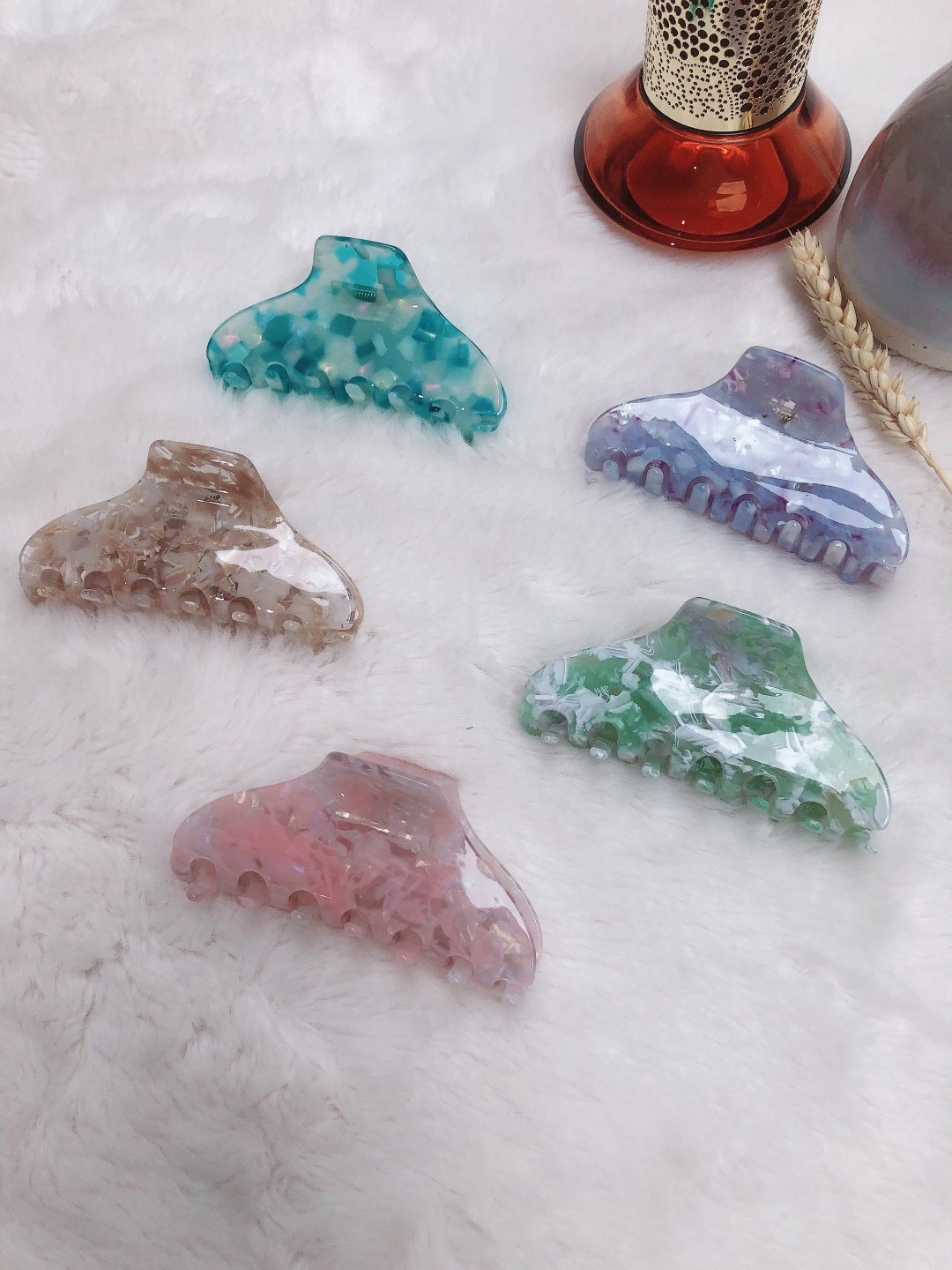 Large 10cm Triangular Shape Hair Claw, Colourful Cellulose Acetate Hair ...