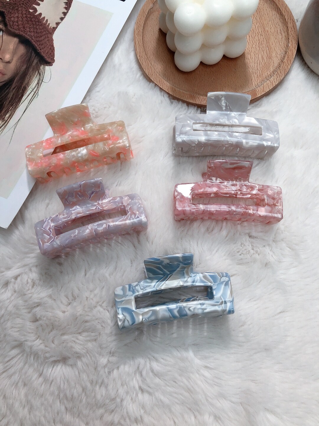 Middle Claw Clips, Light Colour Cellulose Acetate Hair Claw Clips, Hair ...