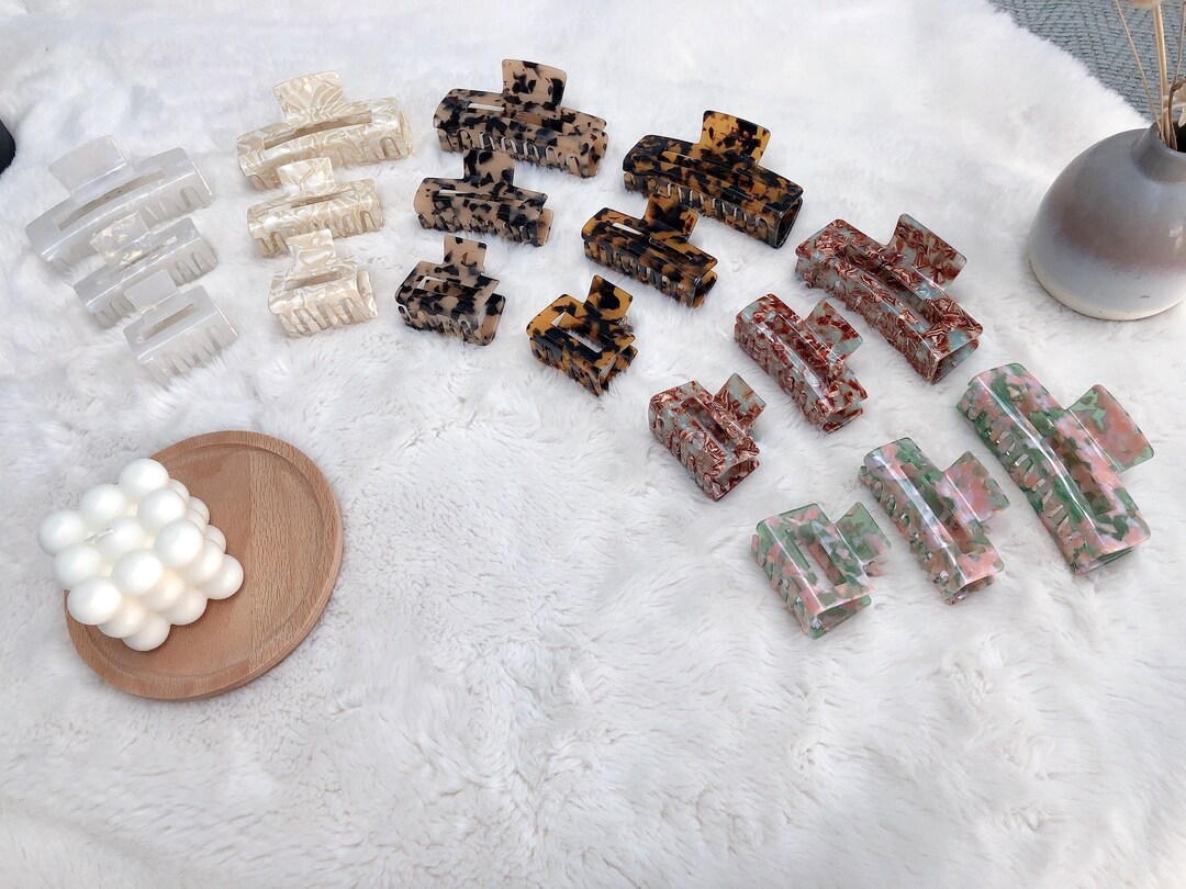 Collection of Colourful Acetate Hair Claw, Small5cm, Middle7.5cm and ...