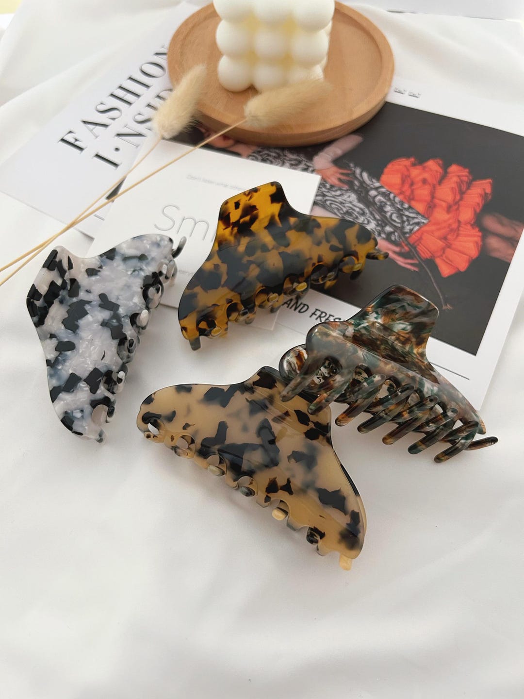 Large 10cm Triangular Shape Hair Claw, Trending Colour Cellulose ...