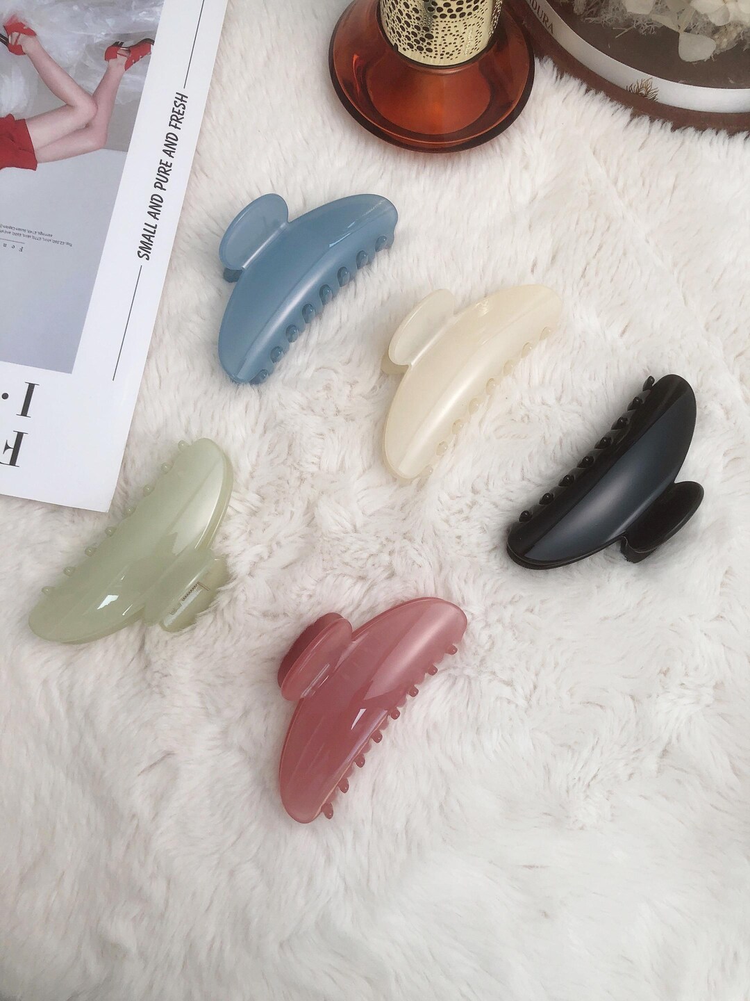 11cm Large Clear Hair Claw - Curved Shape Clip for Thick Hair, Large ...