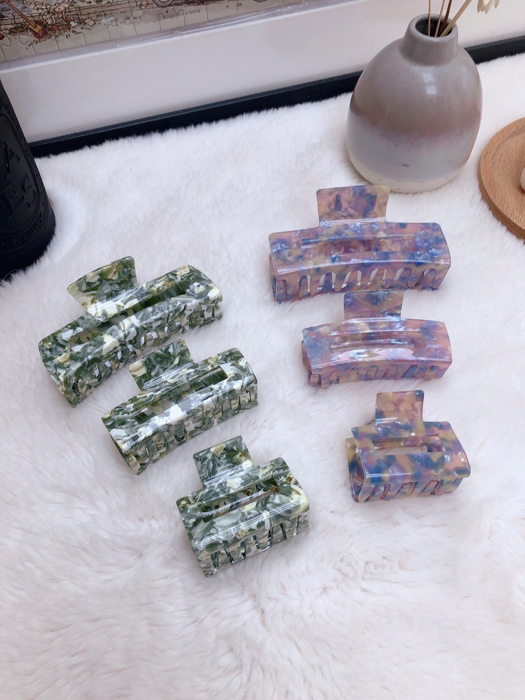 Stylish Cellulose Acetate Hair Claws, Small, Middle and Large Fashion ...