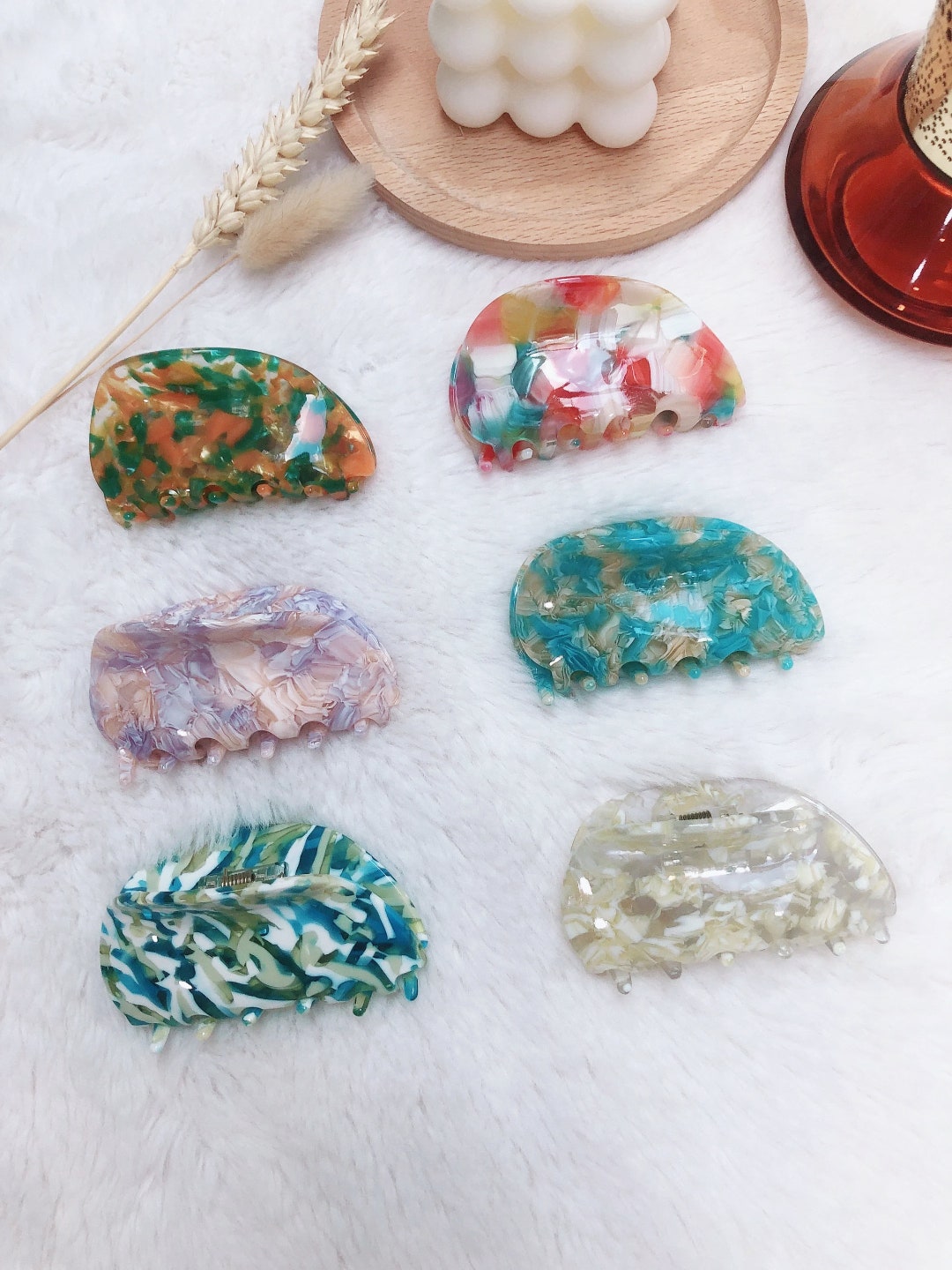 Middle Size 7.5cm Shell Shape Hair Claw, Spring Colour Cellulose ...