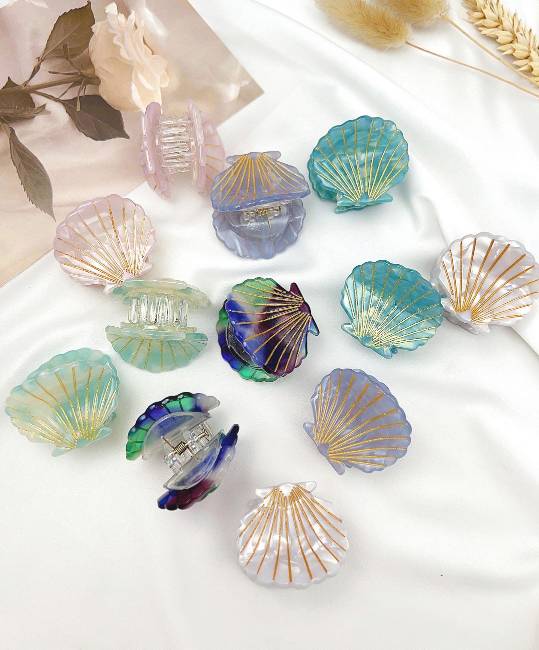 Pair of Small Shell Hair Clip – Aesthetic Acetate Claw Clip | Ocean ...