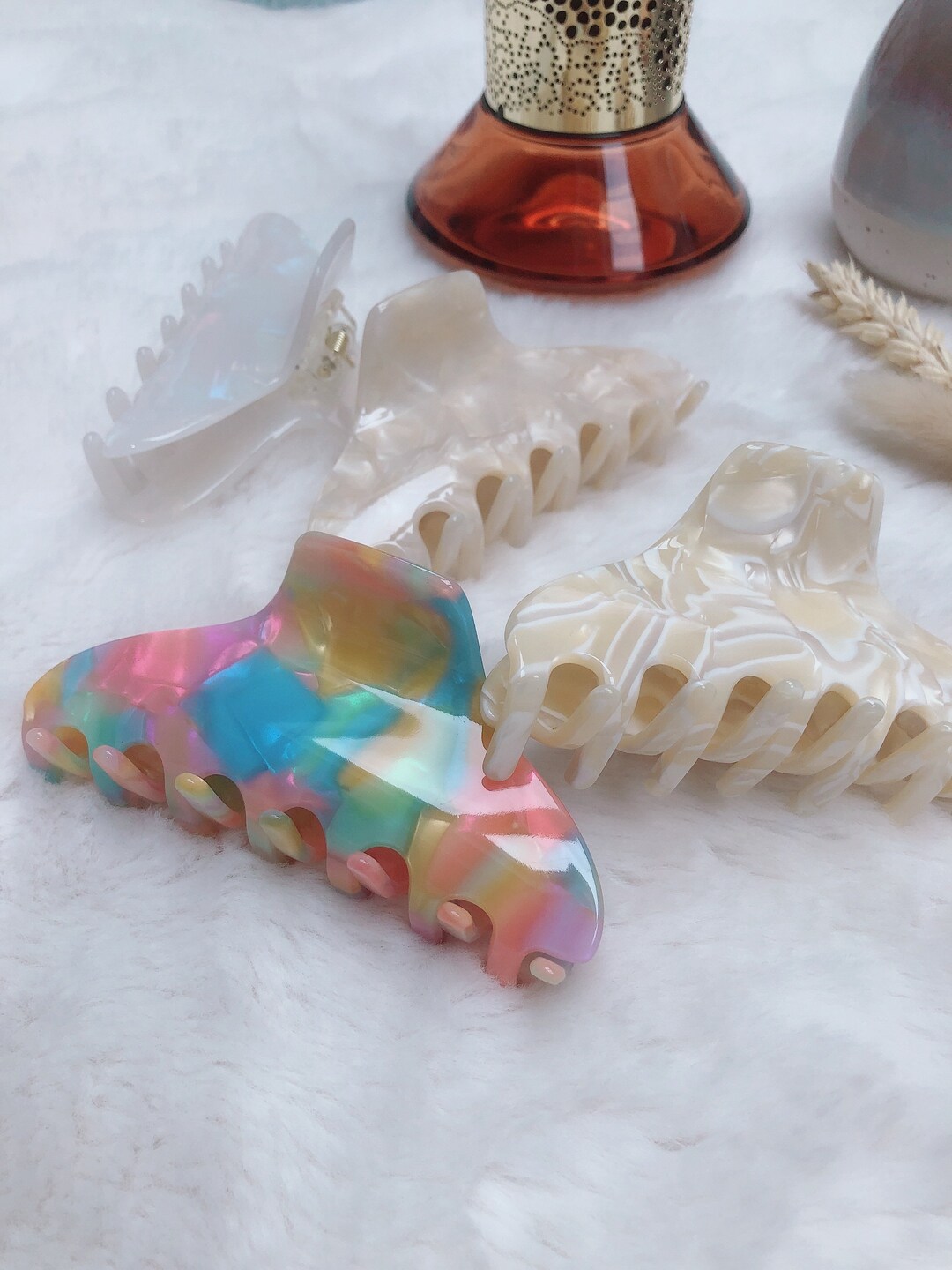 Large 10cm Triangular Shape Hair Claw, Fancy Colour Cellulose Acetate ...