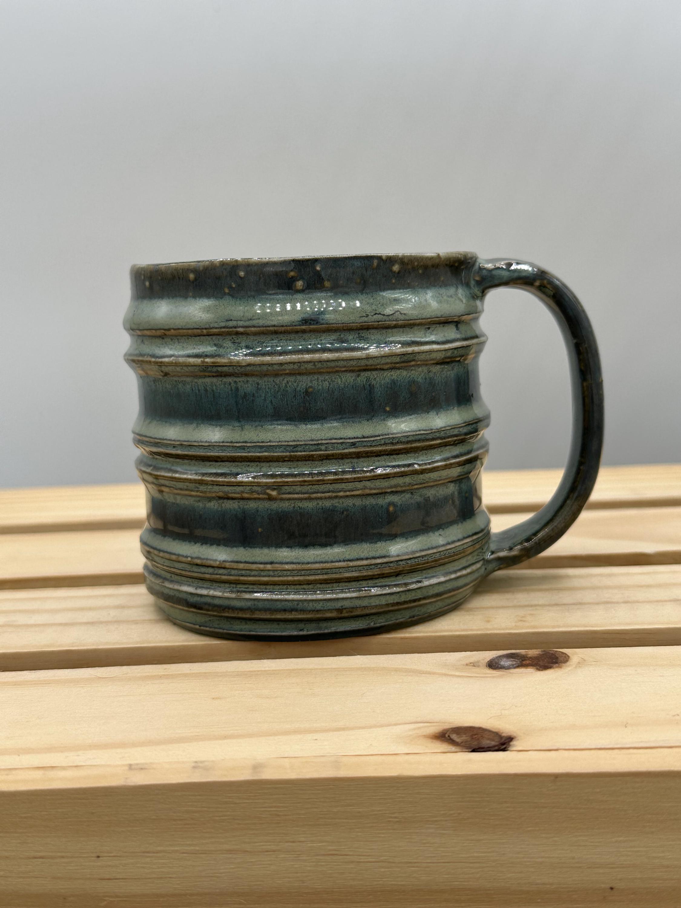 Rustic Blue and Brown Ridged Mug 12 Oz - Etsy