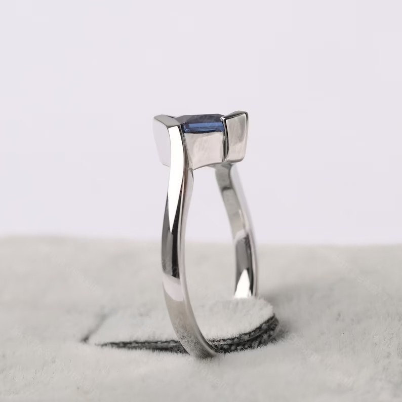 Princess Cut Alexandrite Ring Simple Engagement Ring Silver - Etsy