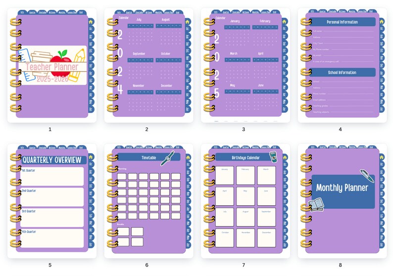 Back to School Teacher Planner 2024 2025 Hyperlinked Tabs Goodnotes ...