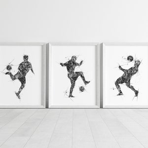 Watercolour Football Set, Watercolor Football Prints, Set of ...